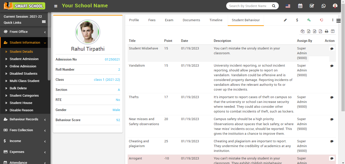 Smart School Behaviour Records by QDOCS | CodeCanyon