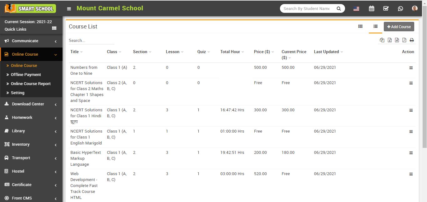 Smart School Online Course by QDOCS | CodeCanyon