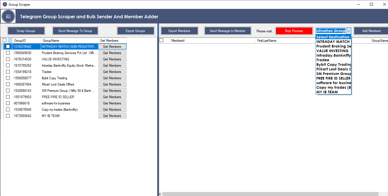 Telegram Group Scraper and Bulk Message sender by clothefobia | CodeCanyon