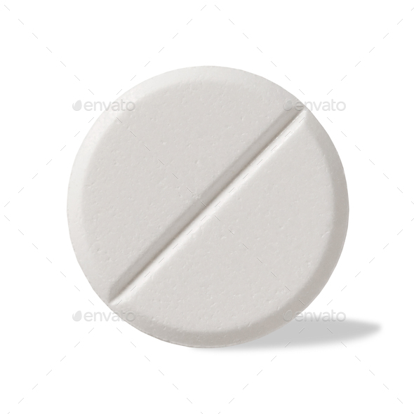 One white round tablet pill isolated on white background Stock Photo by ...
