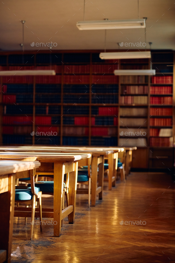 Modern library without students. Stock Photo by drazenphoto | PhotoDune