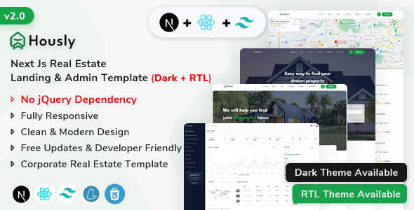 Hously - React Next.js Real Estate Landing & Admin Dashboard Template by ShreeThemes