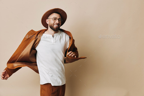 Man guy person isolated adult portrait happy yellow man background ...