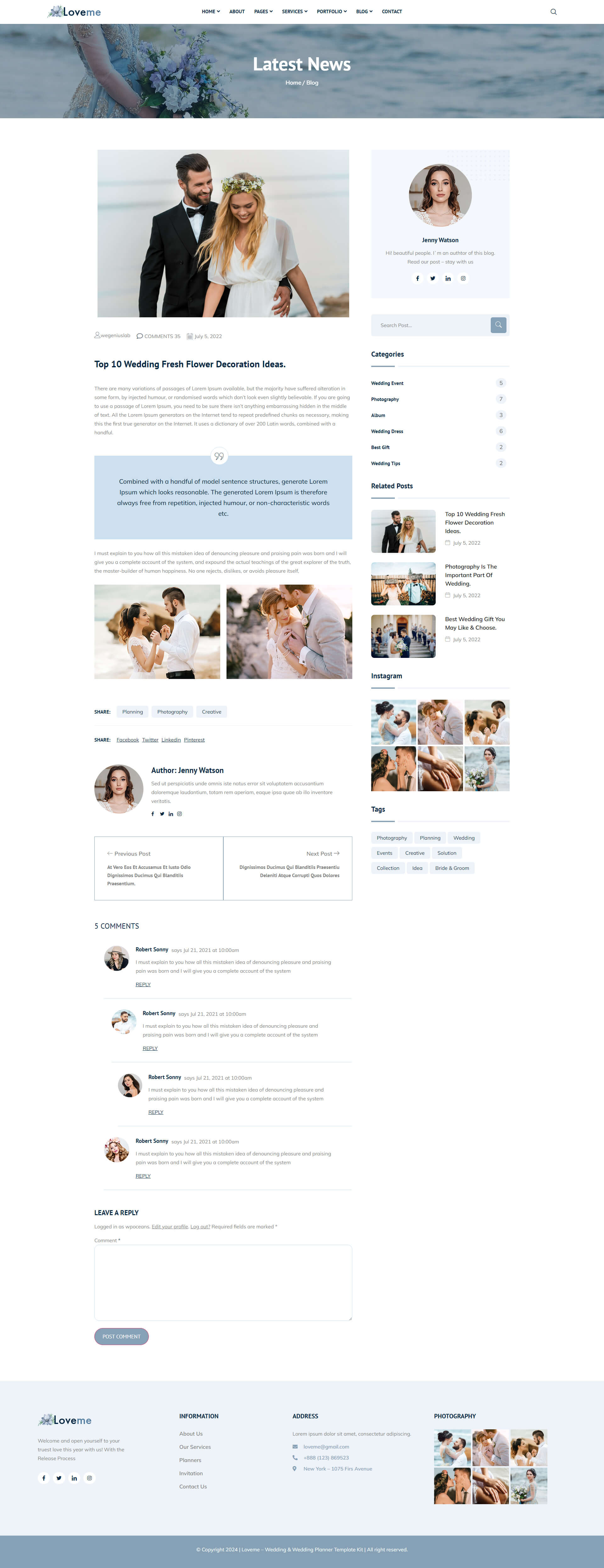 Loveme – Wedding & Wedding Planner Elementor Template Kit by wpoceans