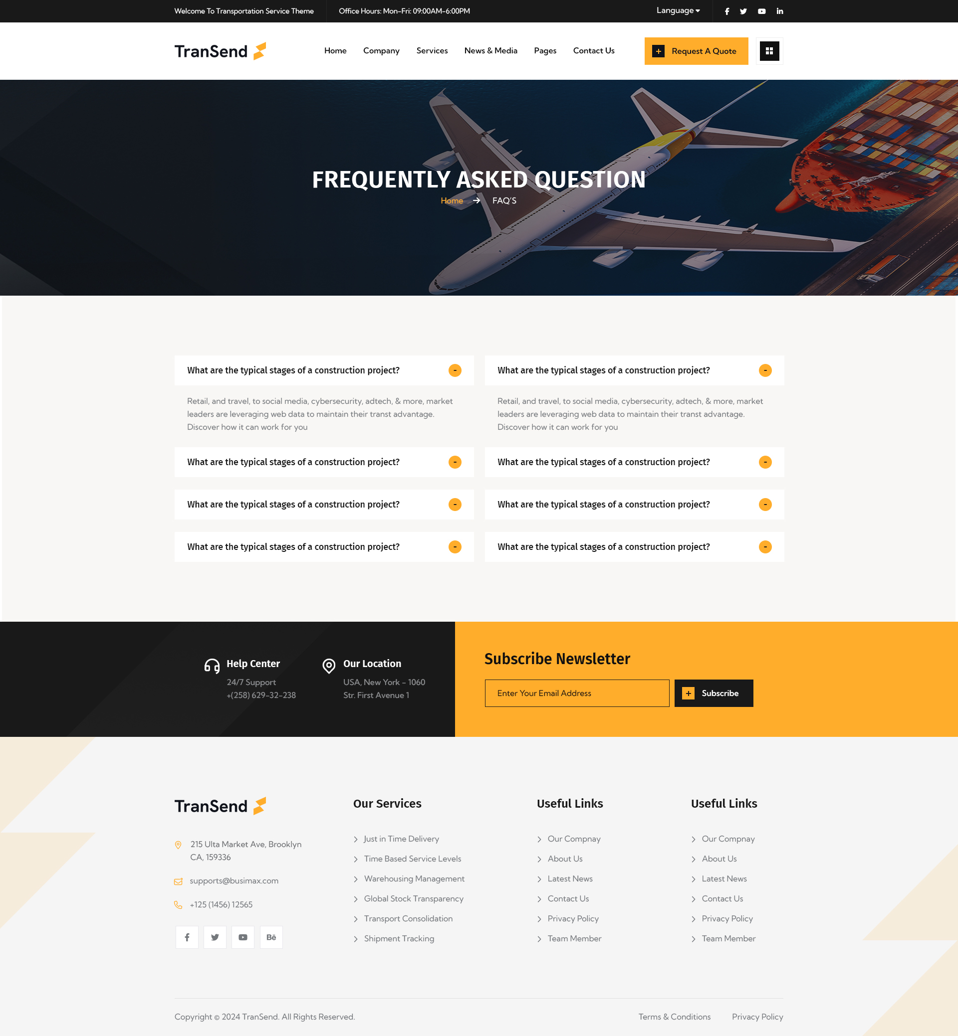 TranSend - Transport & Logistics PSD Template by thimshop | ThemeForest