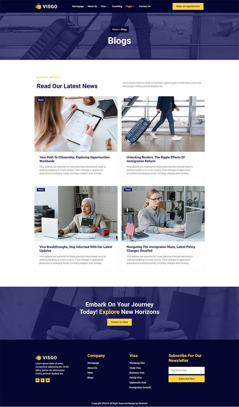 Visgo - Immigration & Visa Consulting Elementor Template Kit by Modostd