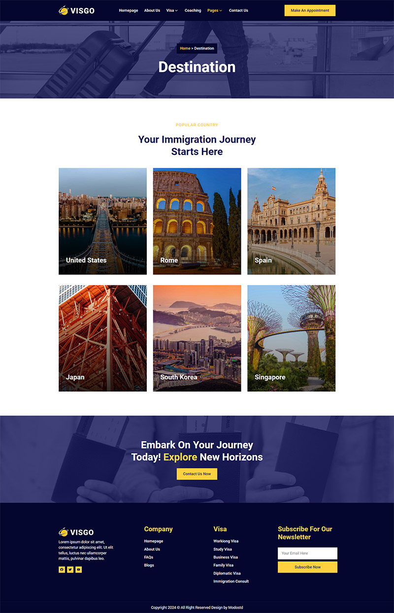 Visgo - Immigration & Visa Consulting Elementor Template Kit by Modostd