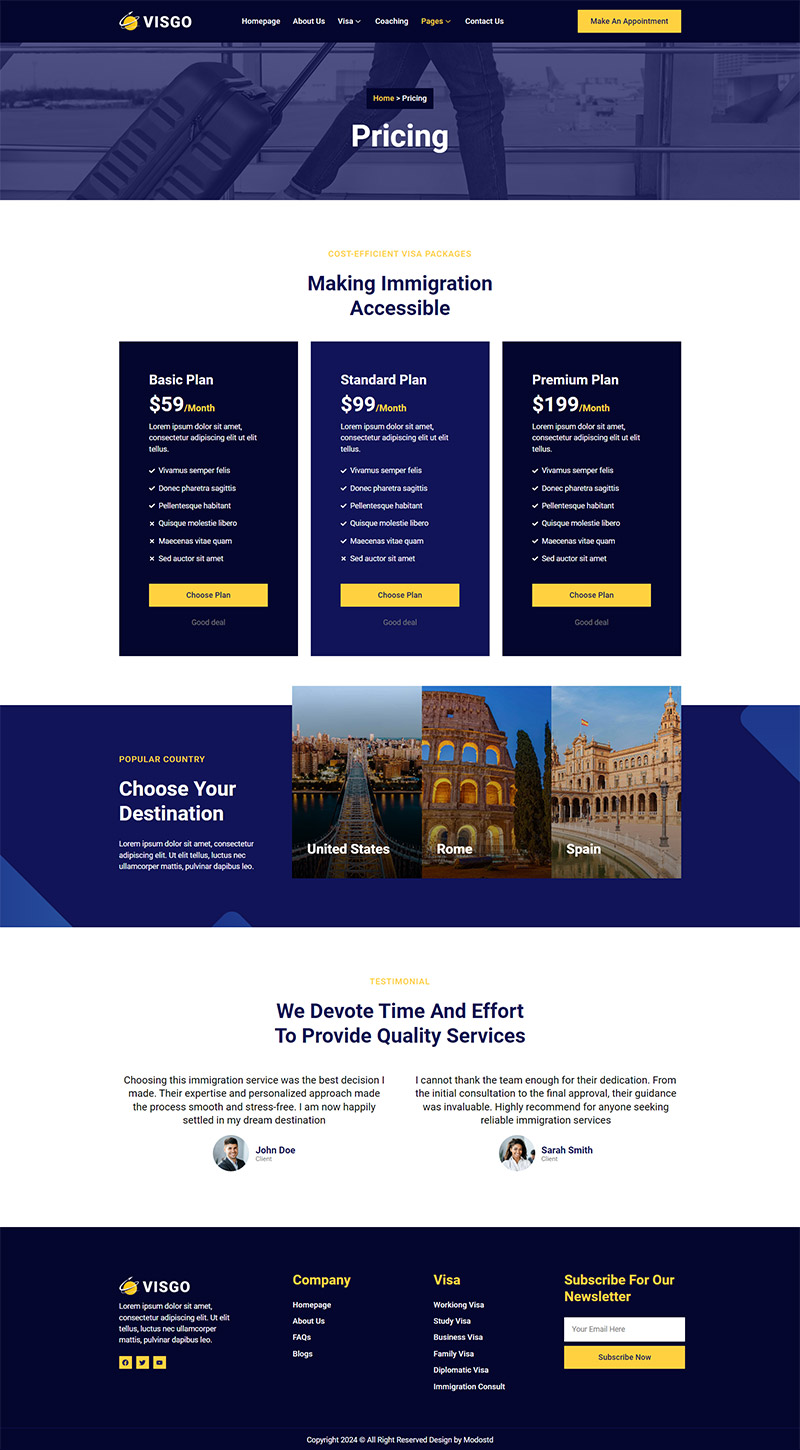 Visgo - Immigration & Visa Consulting Elementor Template Kit by Modostd