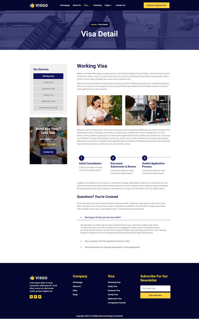 Visgo - Immigration & Visa Consulting Elementor Template Kit by Modostd