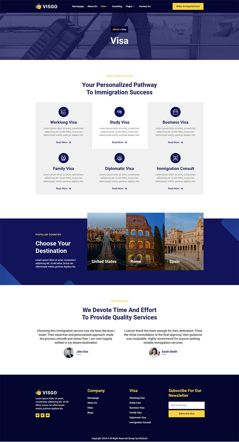 Visgo - Immigration & Visa Consulting Elementor Template Kit by Modostd