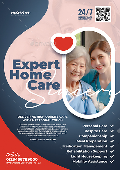 Home Care Flyer and Social Media, Print Templates | GraphicRiver