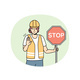 Woman in Uniform Show Stop Sign, Vectors | GraphicRiver