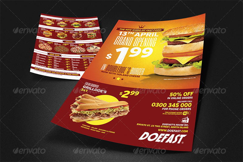 Mega Fast Food Menu Flyer Vol. 1, Print Templates | GraphicRiver