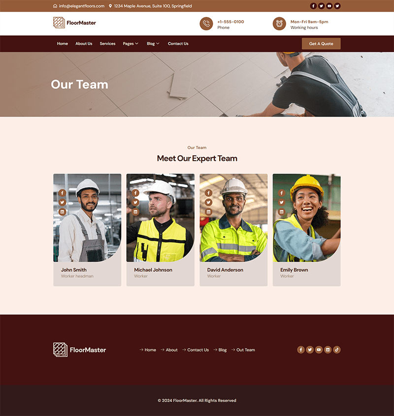 FloorMaster - Flooring & Construction Service Elementor Pro Template Kit by Nile-Theme
