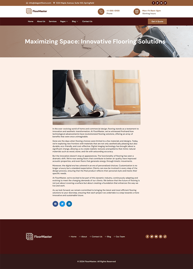 FloorMaster - Flooring & Construction Service Elementor Pro Template Kit by Nile-Theme