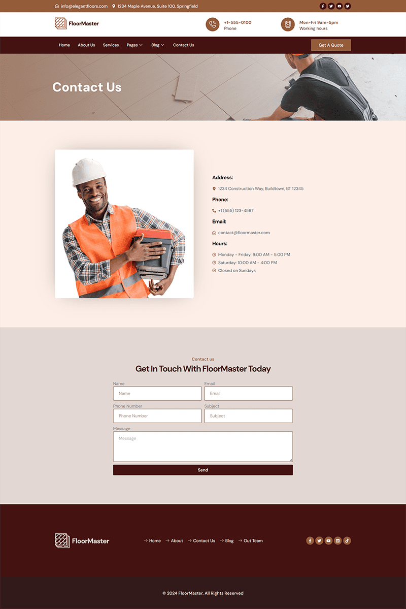 FloorMaster - Flooring & Construction Service Elementor Pro Template Kit by Nile-Theme