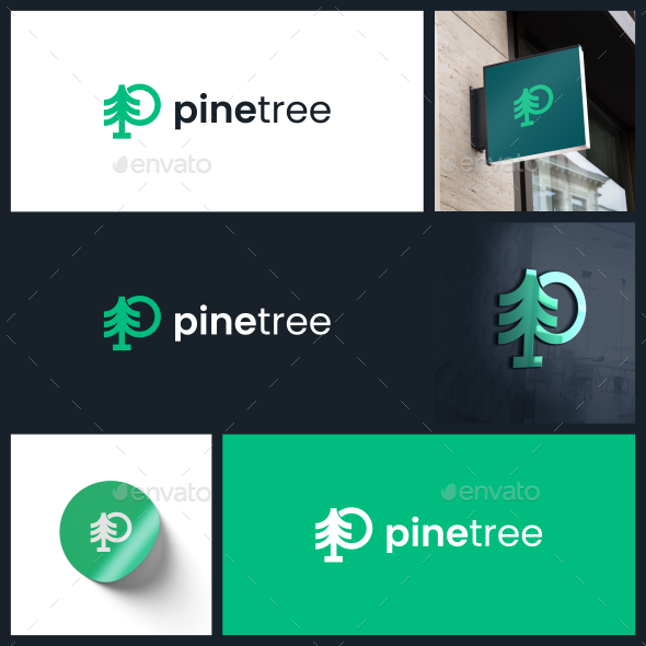 Letter P Pine Tree Logo, Logo Templates | GraphicRiver