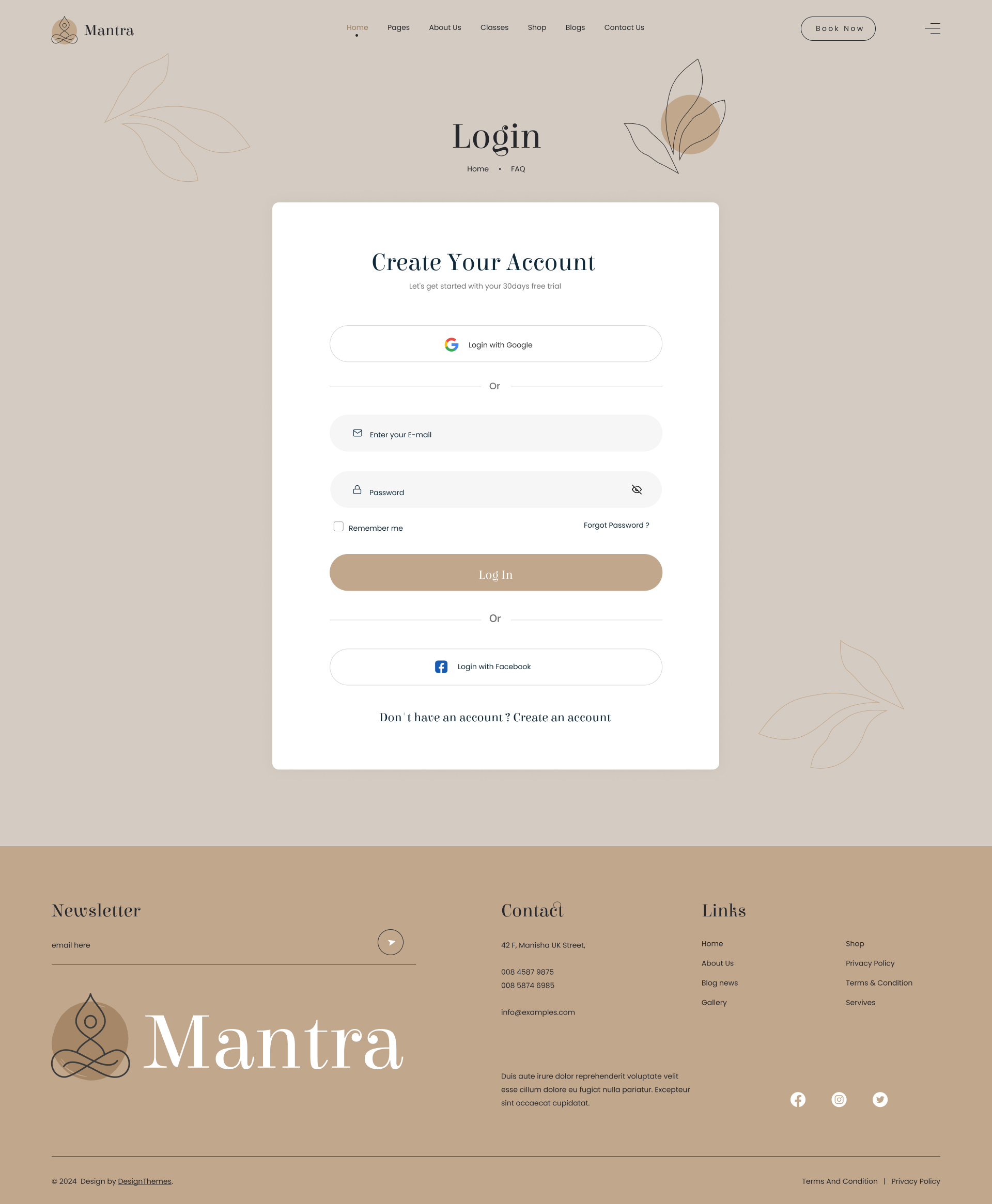 Mantra - Online Yoga Studio & Meditation Courses Website Figma Template by venusweb