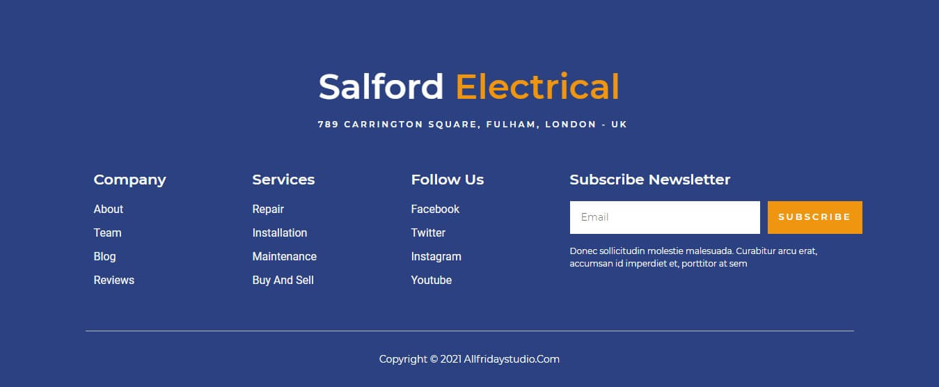 Salford - Electrical & Electrician Service Company Elementor Pro ...