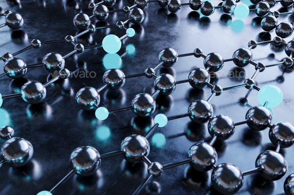 Abstract render of molecule, digital generated abstract background ...