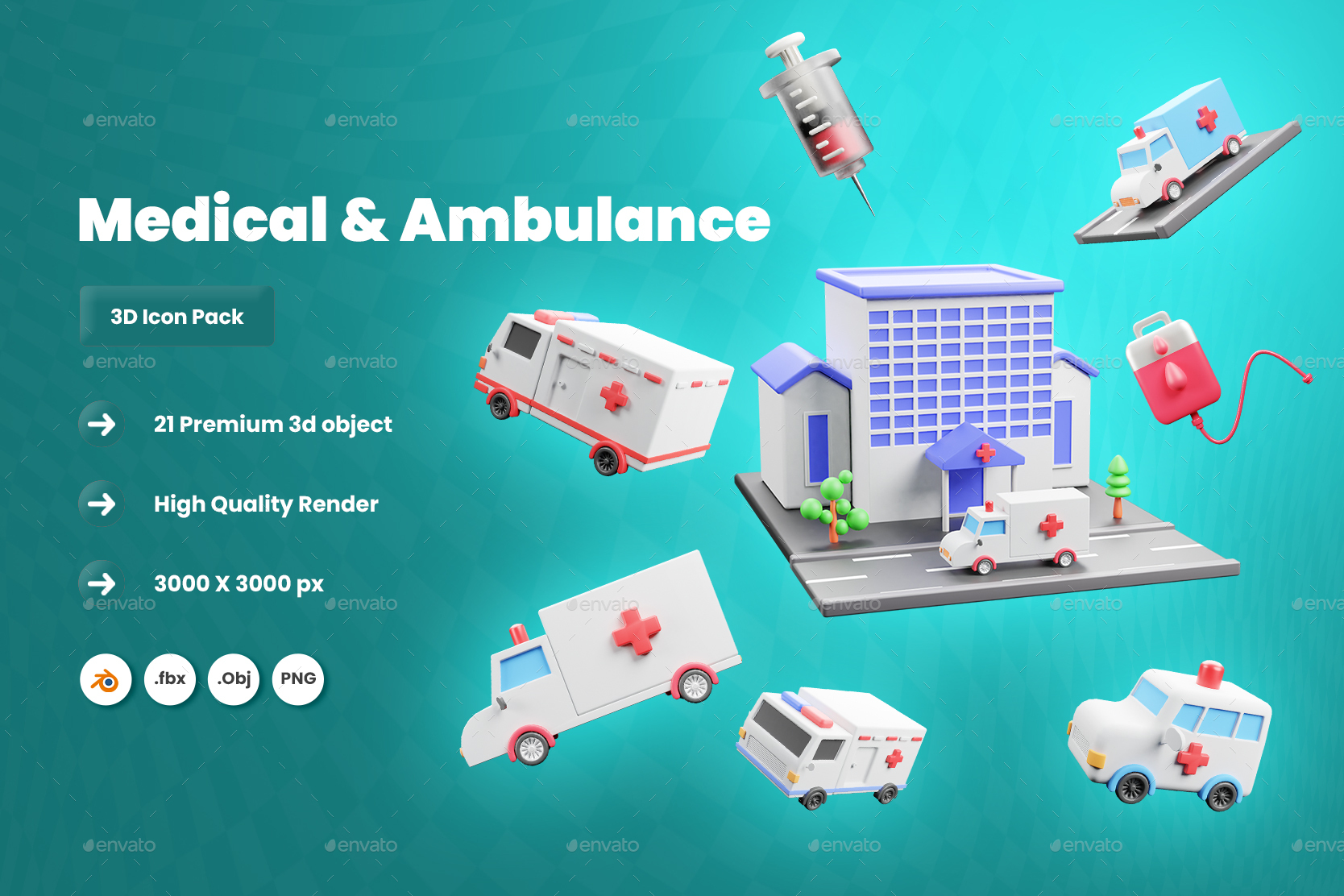 Medical and Ambulance 3d Icon Pack, Graphics | GraphicRiver