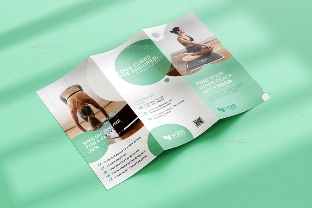Yoga Meditation Brochure Trifold, Print Templates | GraphicRiver