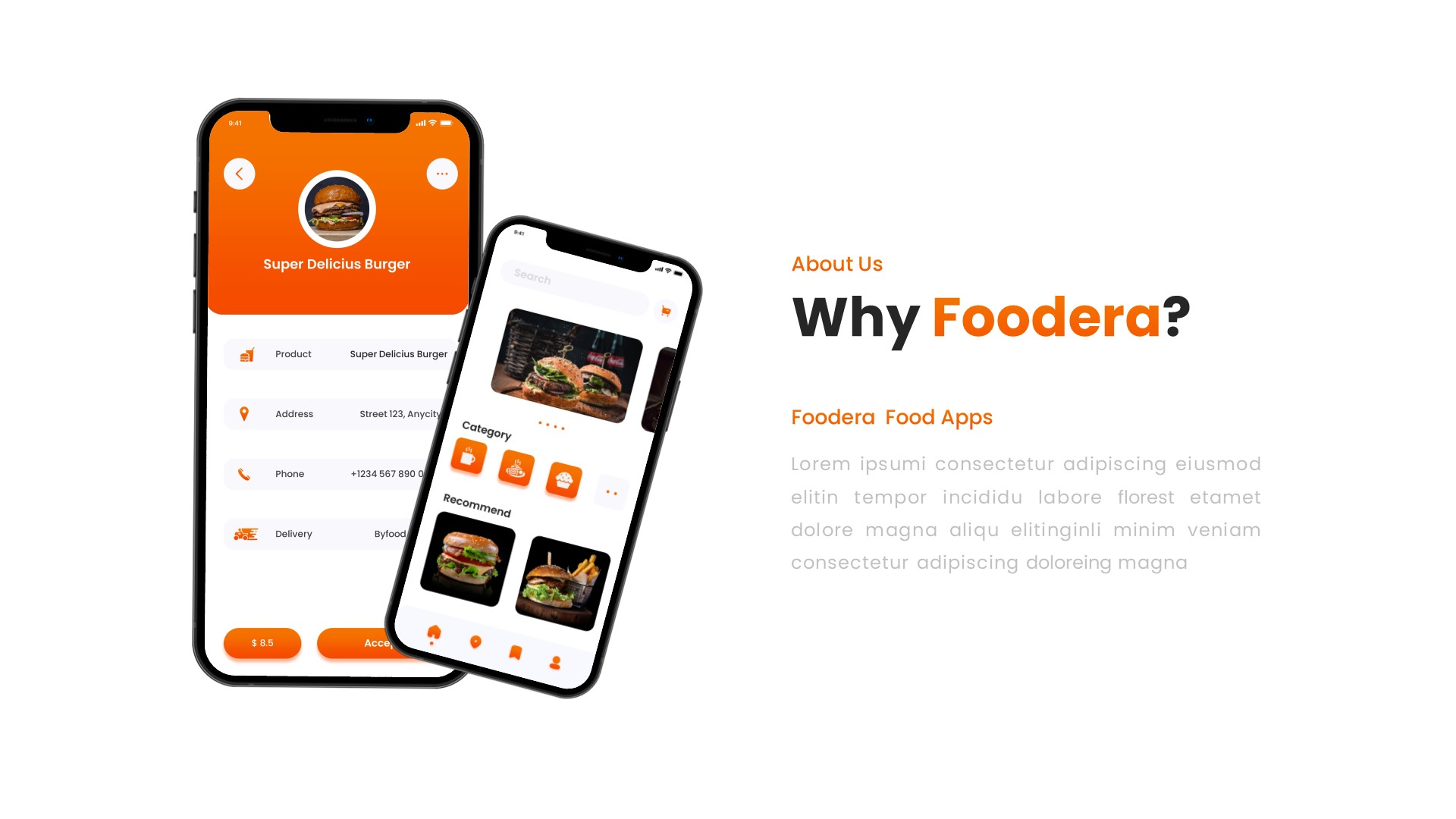 Foodera – Food Delivery Mobile App & SAAS PowerPoint Template ...