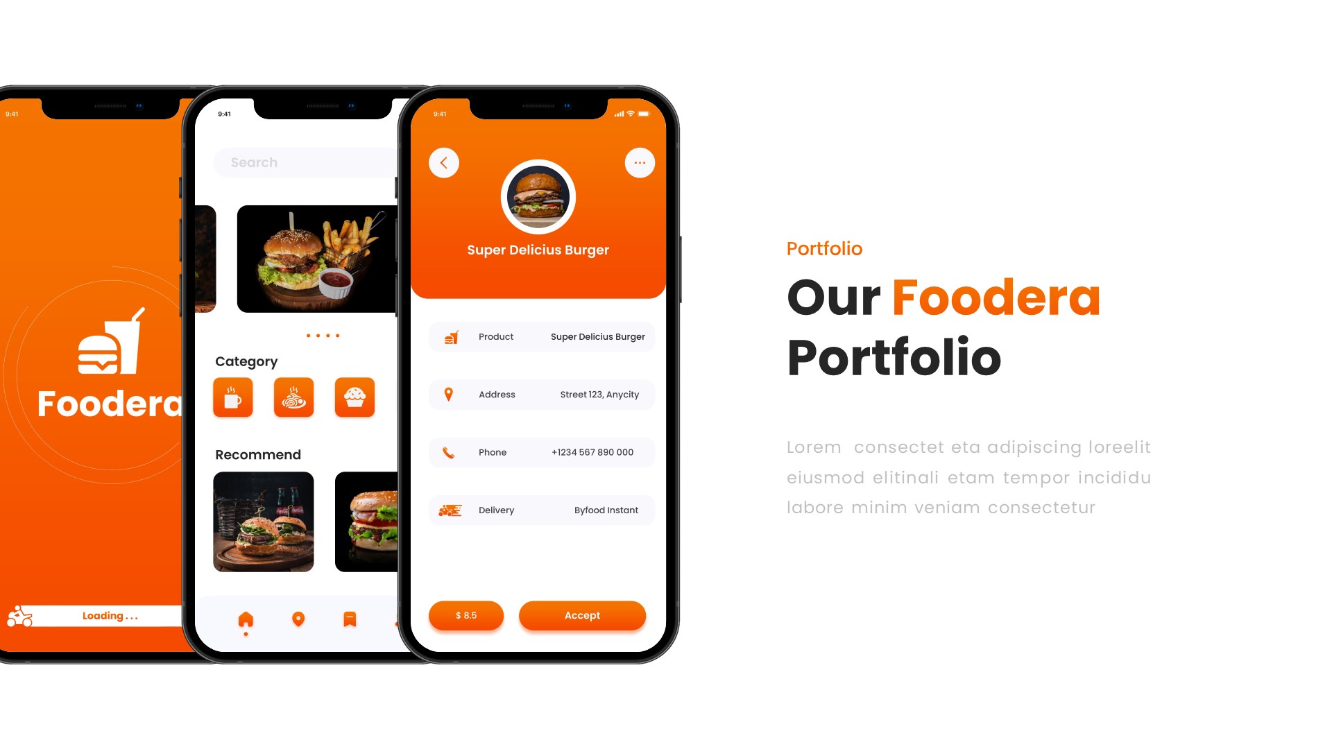 Foodera – Food Delivery Mobile App & SAAS PowerPoint Template ...