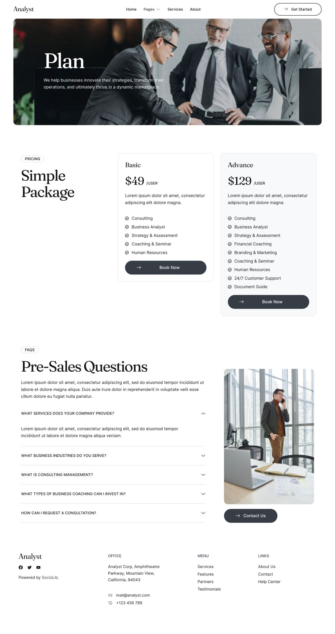 Analyst - Business Consulting & Coaching Elementor Template Kit by sociolib