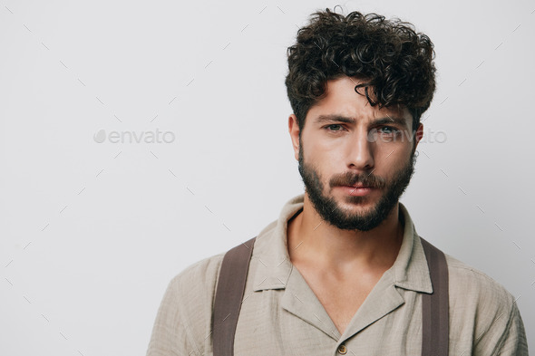 White isolated portrait male handsome background caucasian adult face ...