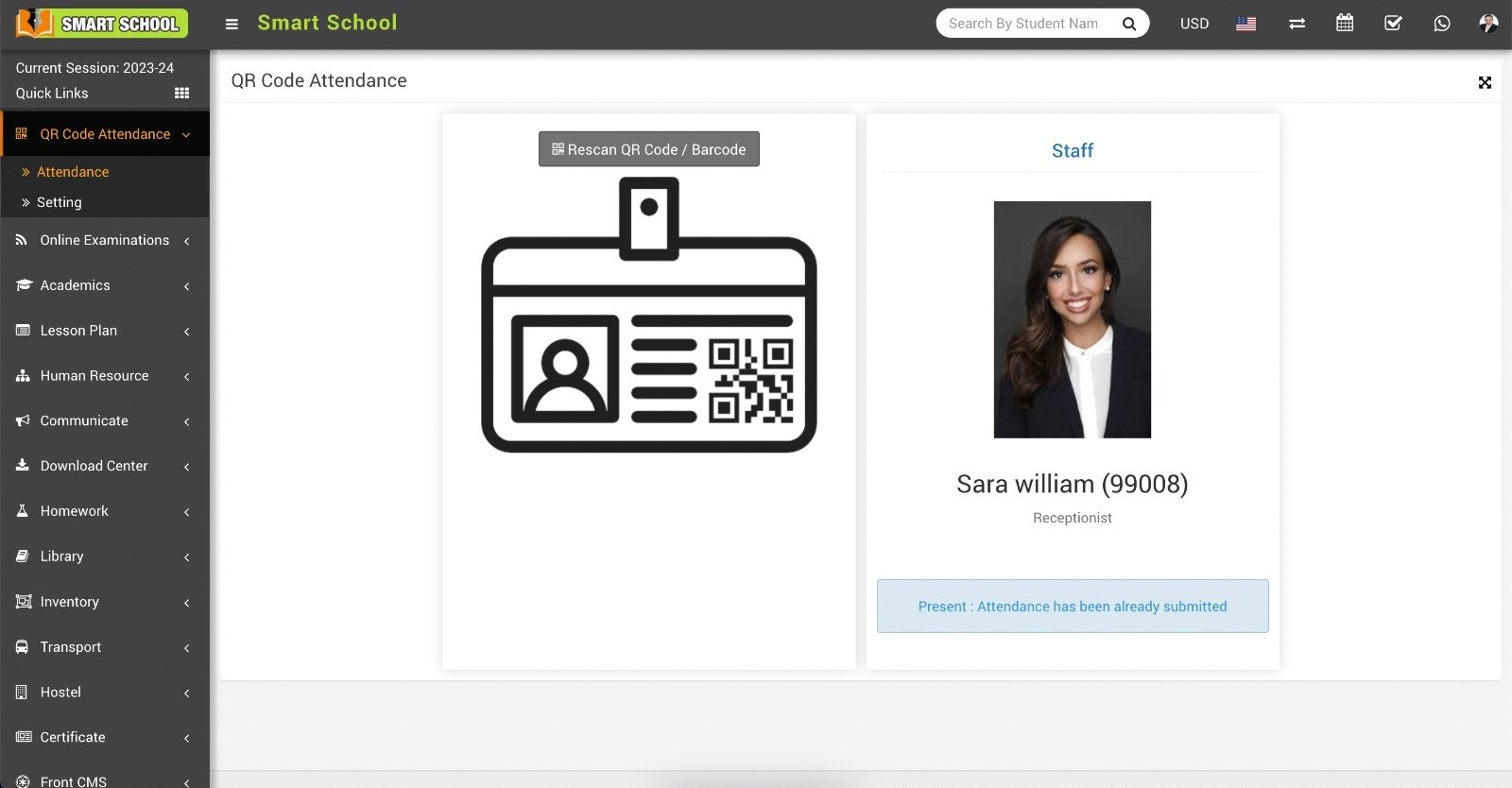 Smart School QR Code Attendance by QDOCS | CodeCanyon