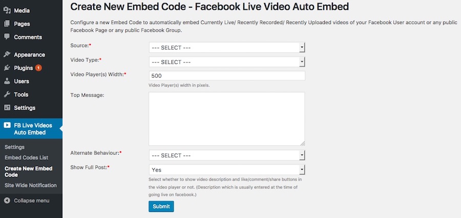 Social Live Video Auto Embed for WordPress by SleekAlgo | CodeCanyon