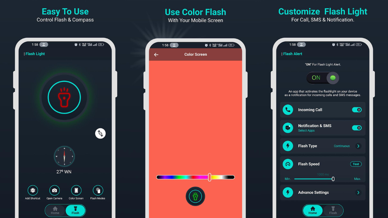 Flash Light Call SMS Notification Alert Android by MJAppsStudio ...