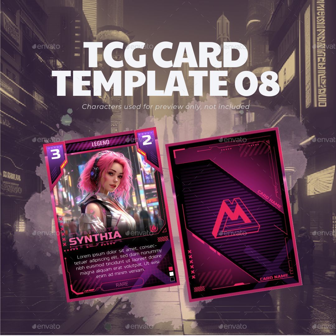TCG Card Template 08 | Cyberpunk, Game Assets | GraphicRiver