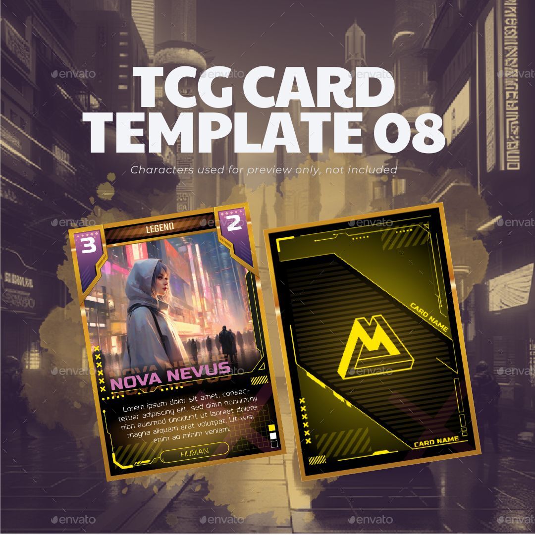 TCG Card Template 08 | Cyberpunk, Game Assets | GraphicRiver