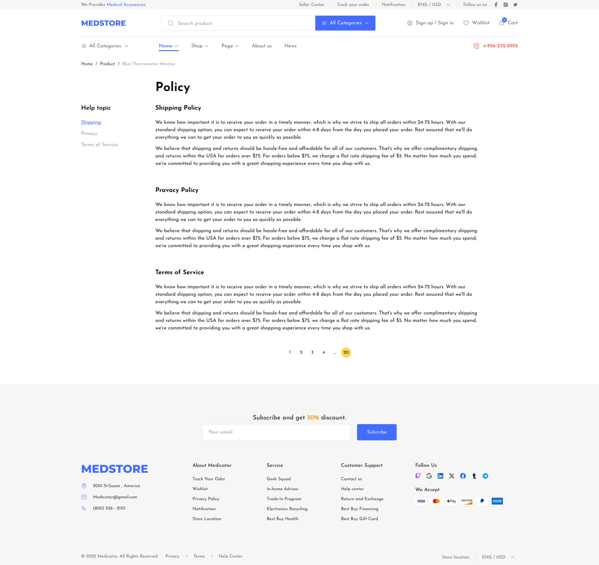 MEDSTORE - Medical & Multipurpose eCommerce Figma Template by nouthemes