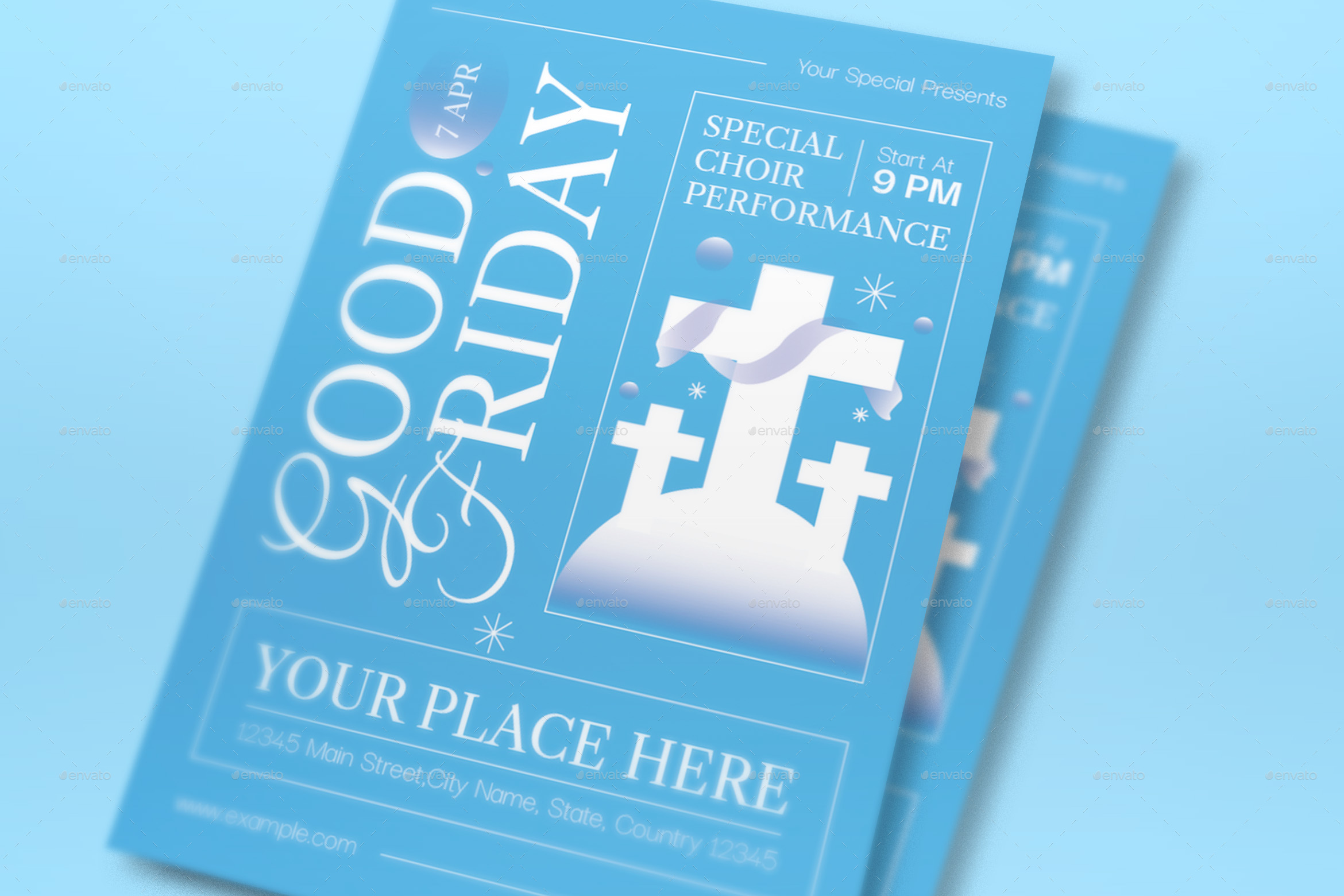 Blue Modern Good Friday Flyer Set, Print Templates | GraphicRiver