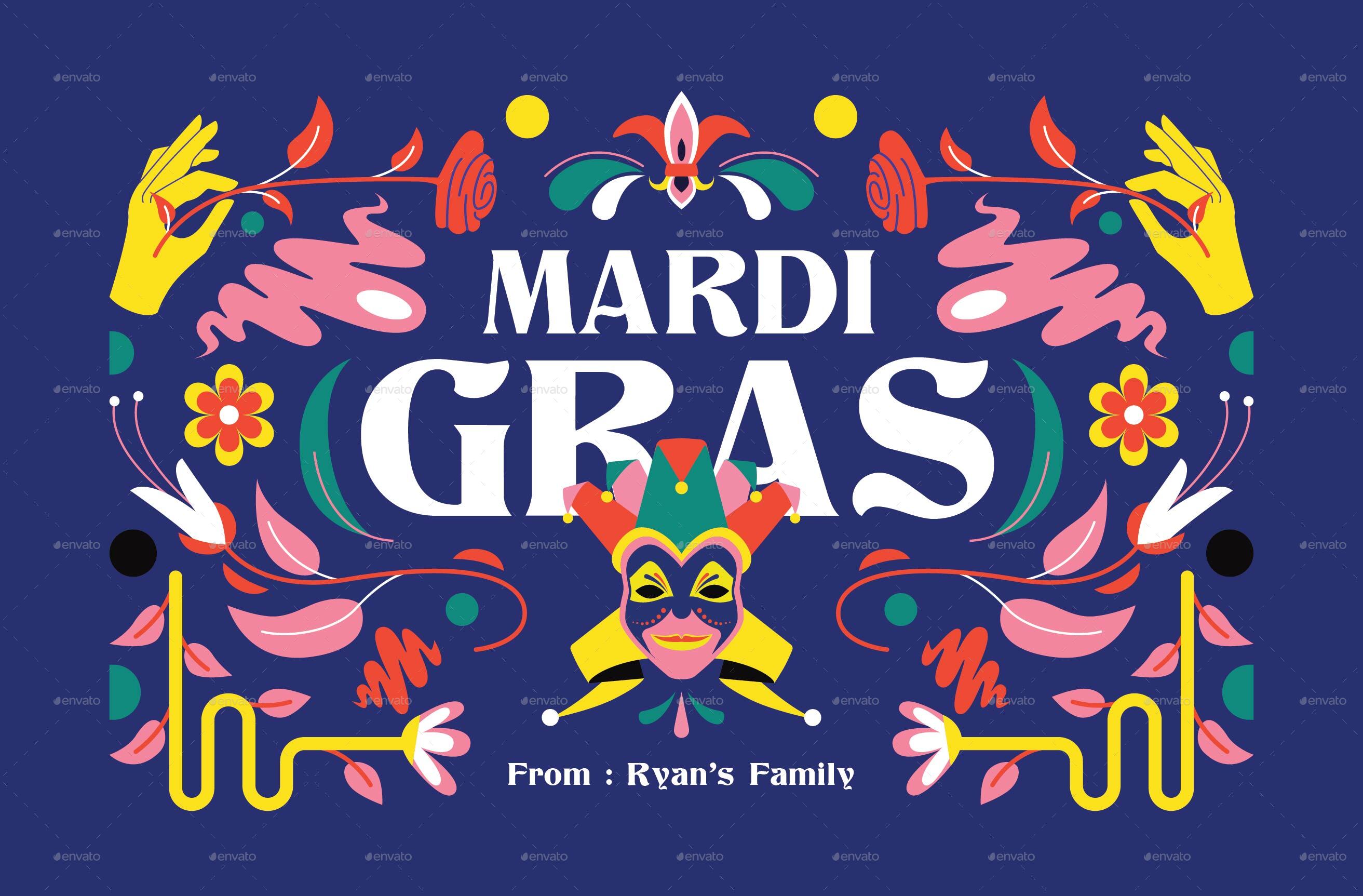 Mardi Gras Greeting Card, Print Templates | GraphicRiver