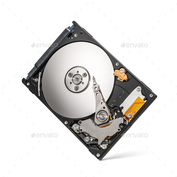 Laptop hard disk drive HDD isolated on a white background. Stock Photo ...