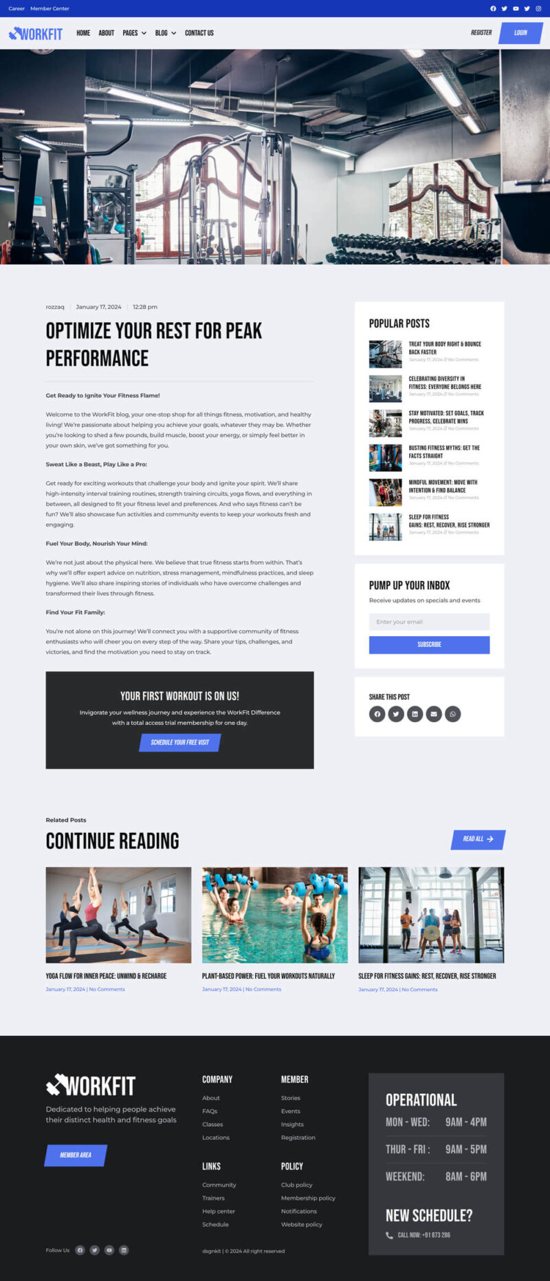 WorkFit - Fitness & Gym Elementor Pro Template Kit by DsgnKit | ThemeForest