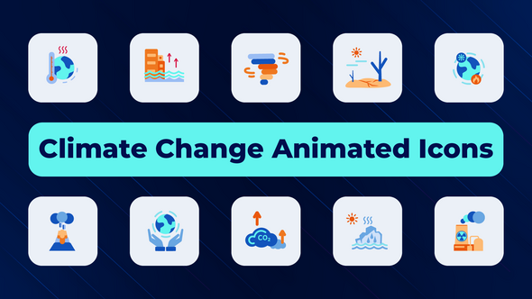 Climate Change Animated Icons, After Effects Project Files | VideoHive