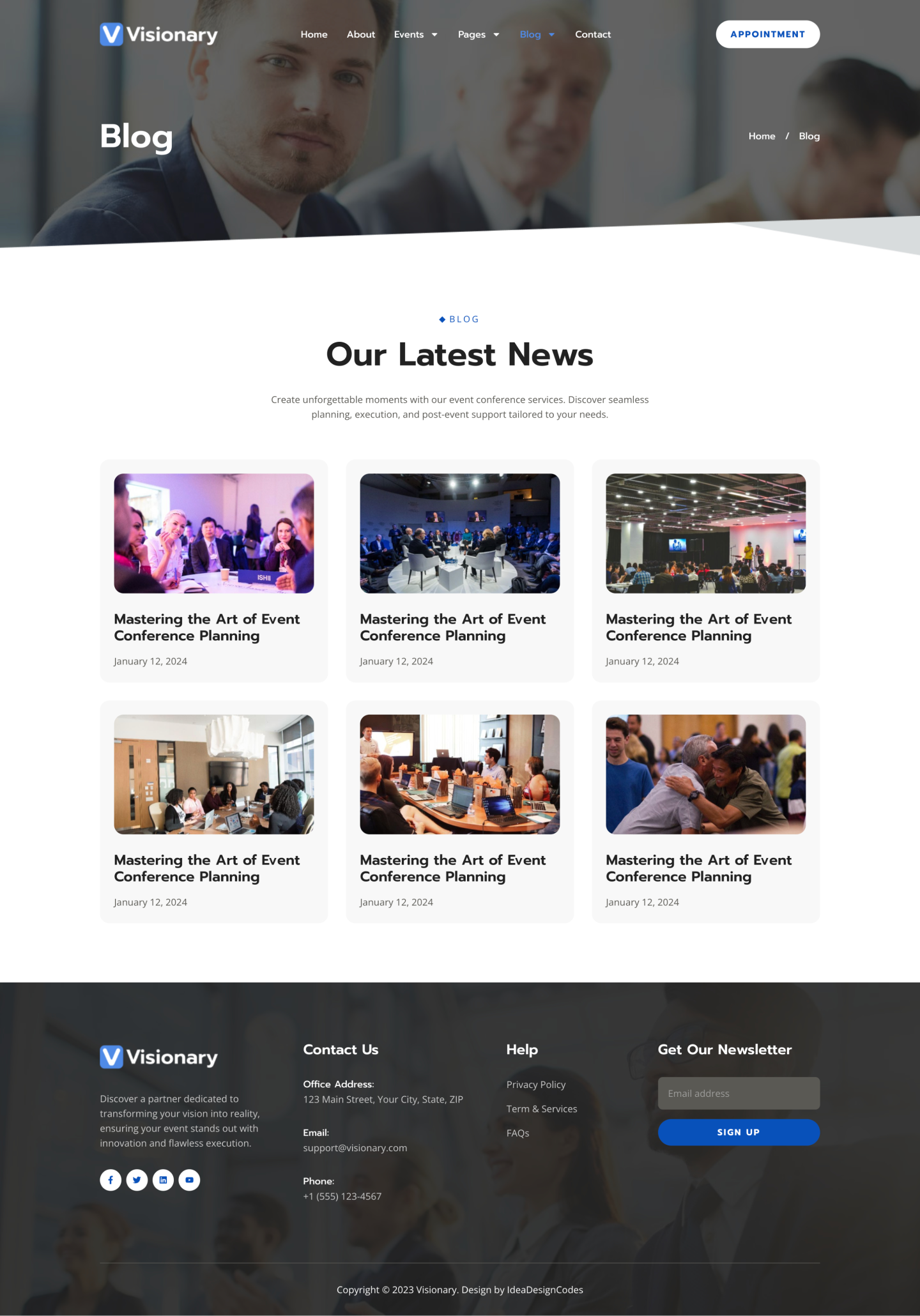 Visionary - Event Conference Services Elementor Pro Template Kit by ideadesigncodes