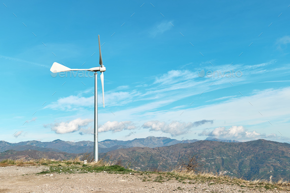 Мountain top industrial wind power plant, wind turbine for generation ...