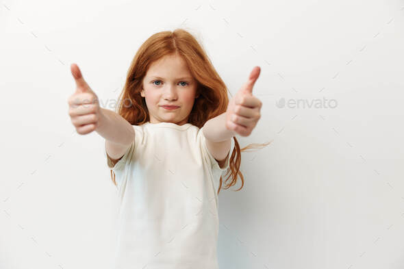 Female cute childhood young white gesture children girl hand portrait ...