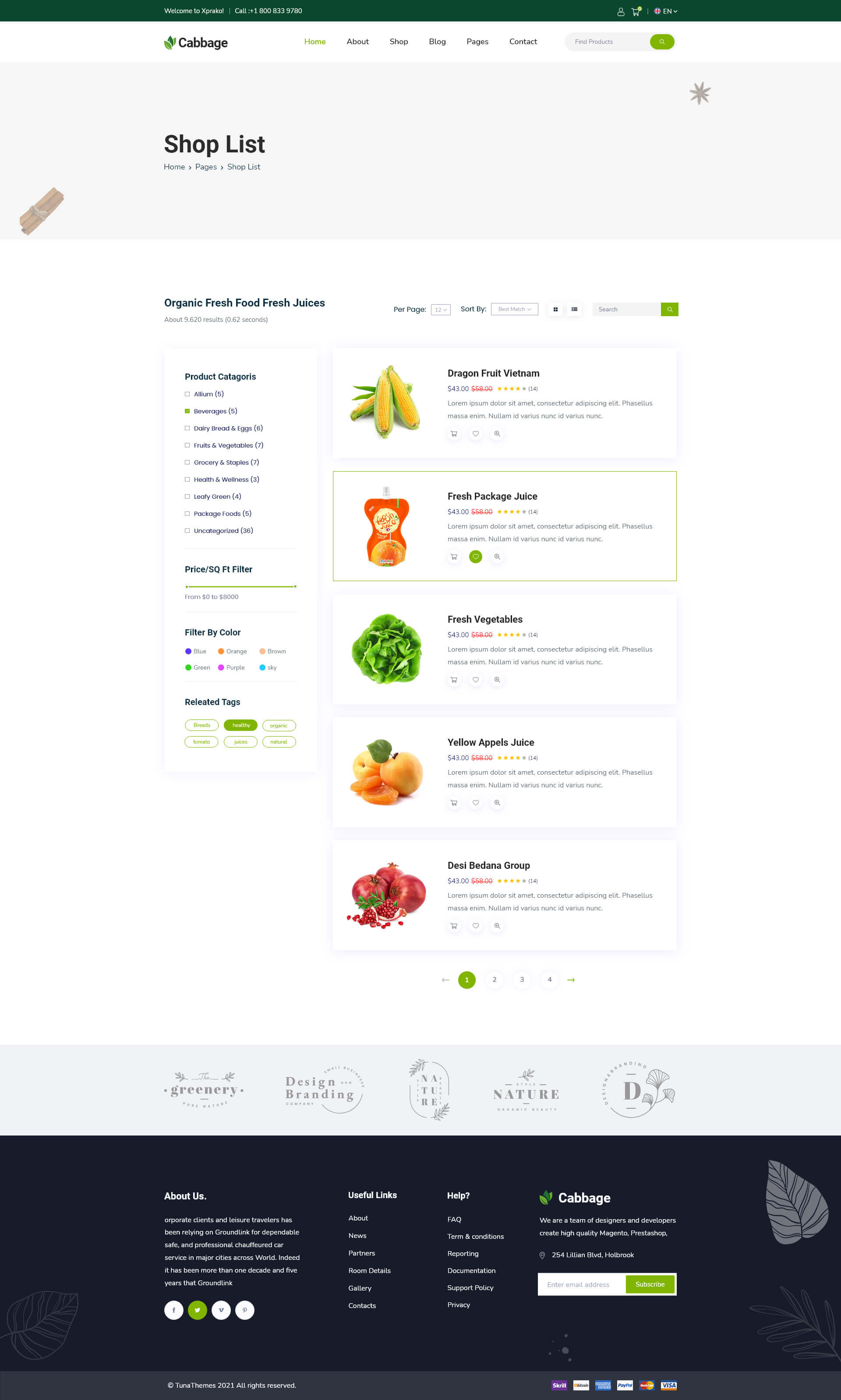 Cabbage - Organic Food Store eCommerce Figma Template by TunaTheme