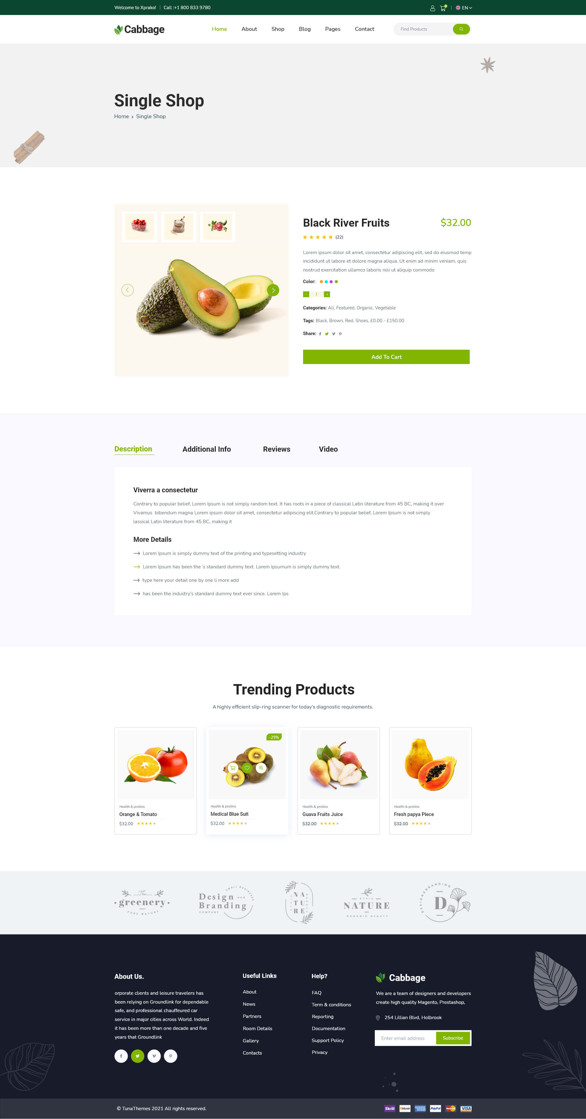 Cabbage - Organic Food Store eCommerce Figma Template by TunaTheme
