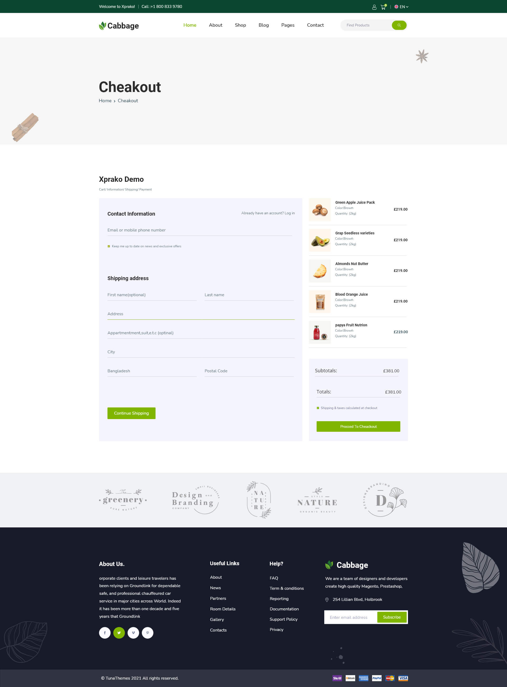 Cabbage - Organic Food Store eCommerce Figma Template by TunaTheme