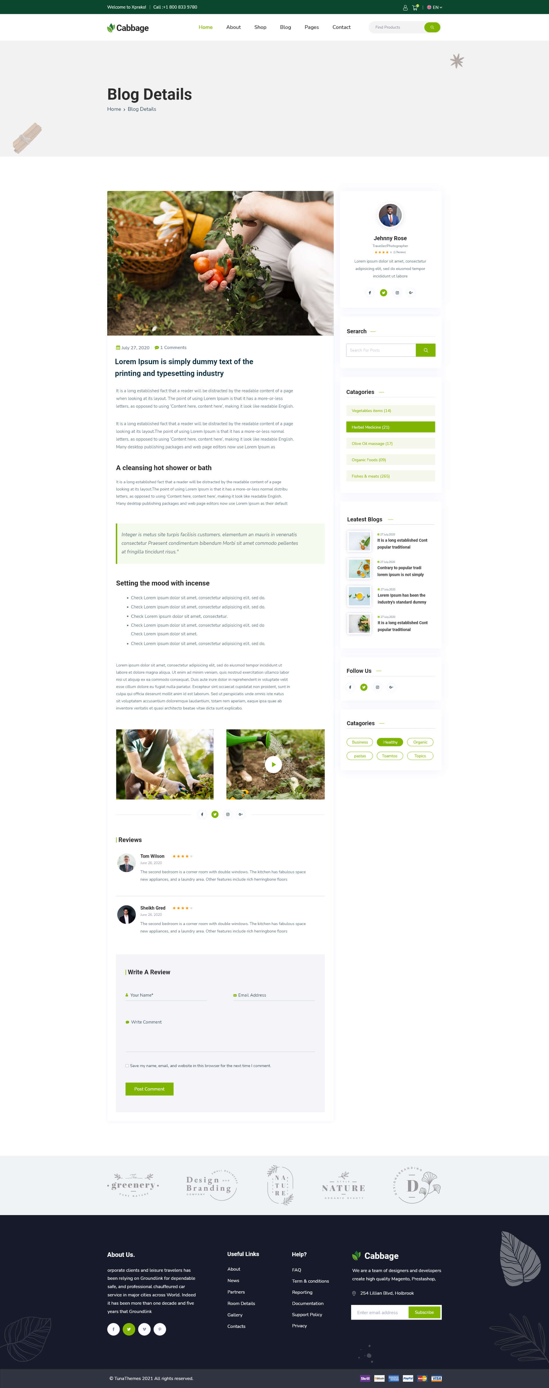 Cabbage - Organic Food Store eCommerce Figma Template by TunaTheme