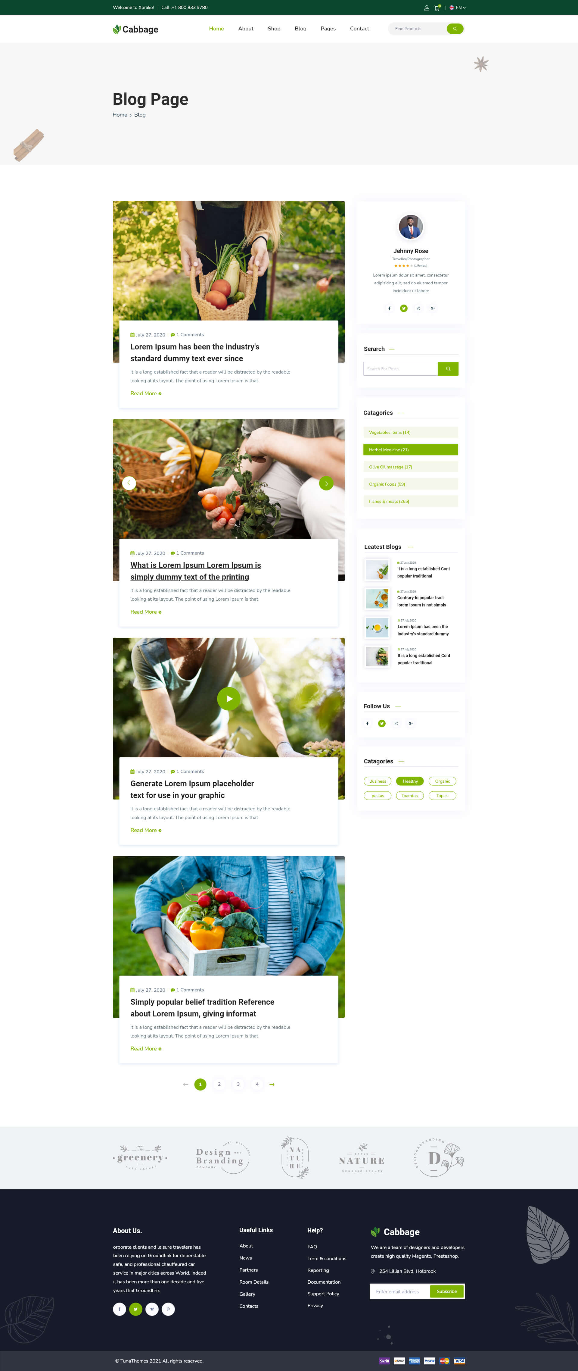 Cabbage - Organic Food Store eCommerce Figma Template by TunaTheme