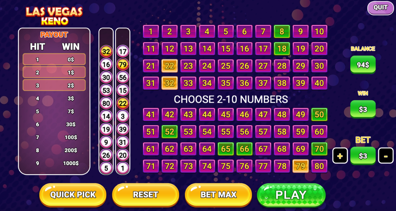 Las Vegas Keno Casino Game - HTML5 (Phaser 3) by shohan4556 | CodeCanyon